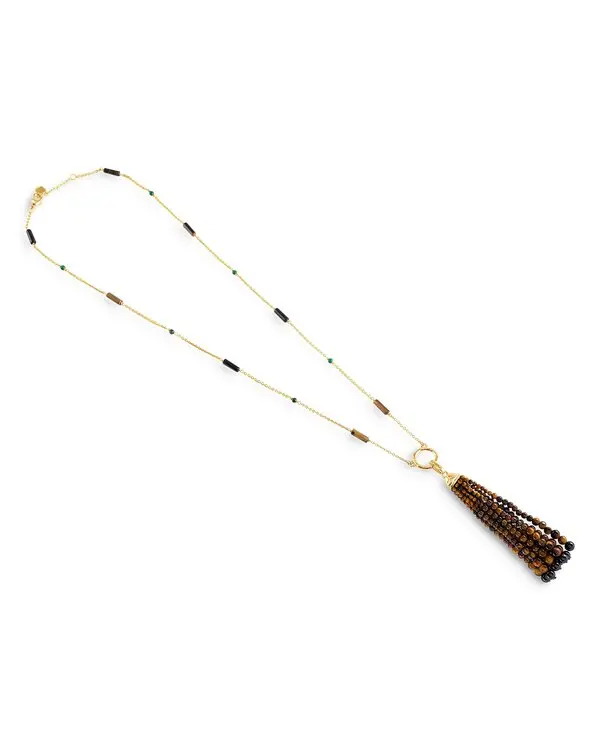 ANABEL ARAM Forza Tassel Pendant - Tigers Eye