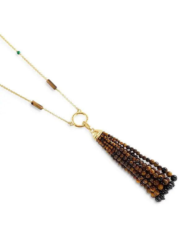 ANABEL ARAM Forza Tassel Pendant - Tigers Eye
