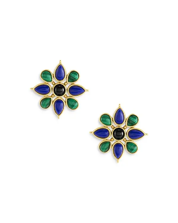 ANABEL ARAM Forza Fiore Stud Earrings - Gold/blue