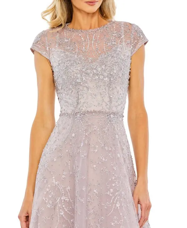 Mac Duggal Embellished High Neck A-line Dress