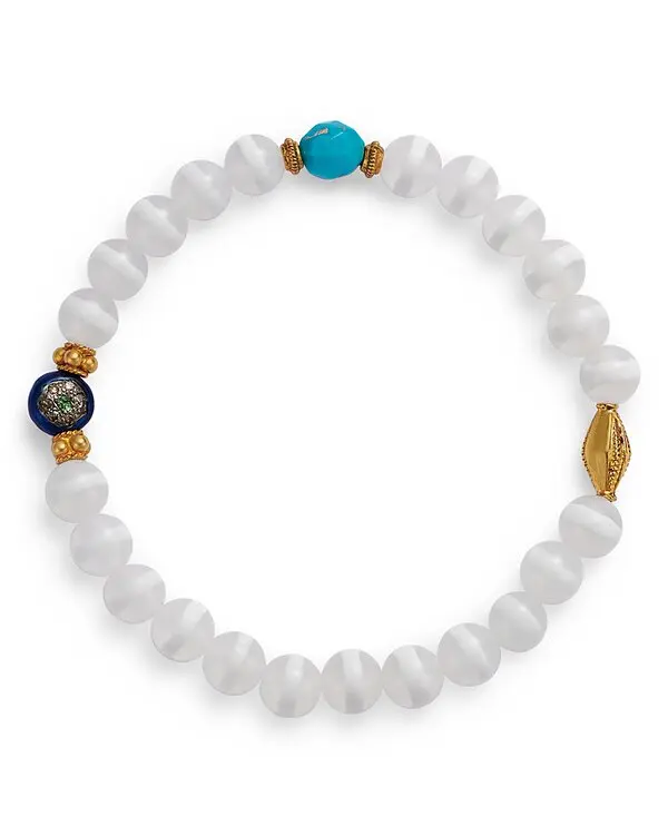 Ileana Makri 18k Yellow Gold & Sterling Silver Multi Gemstone Beaded Bracelet - White