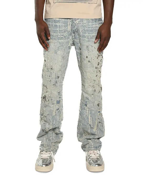 PURPLE BRAND Bootcut Bead Destroy Jeans - Light Indigo