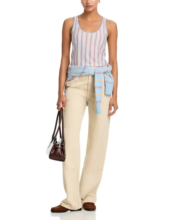 Guest In Residence Cashmere Fine Stripe Tank