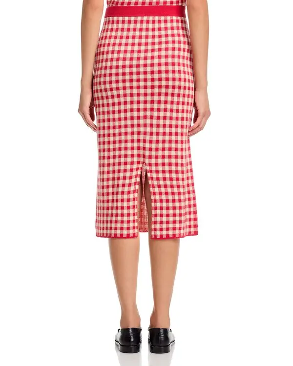 Guest In Residence Cashmere Gingham Midi Skirt