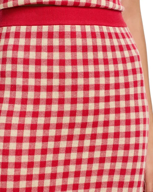 Guest In Residence Cashmere Gingham Midi Skirt