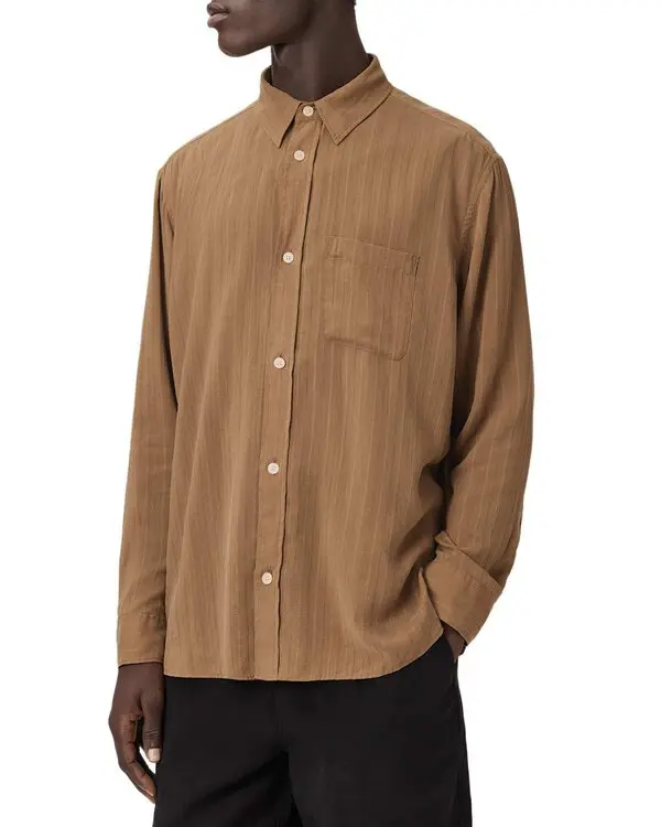 ALLSAINTS Carlyle Oversized Fit Shirt - Borg Brown