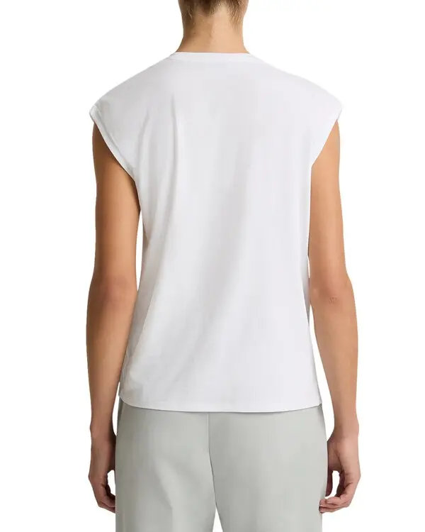Vince Round Neck Drape Top - Optic White
