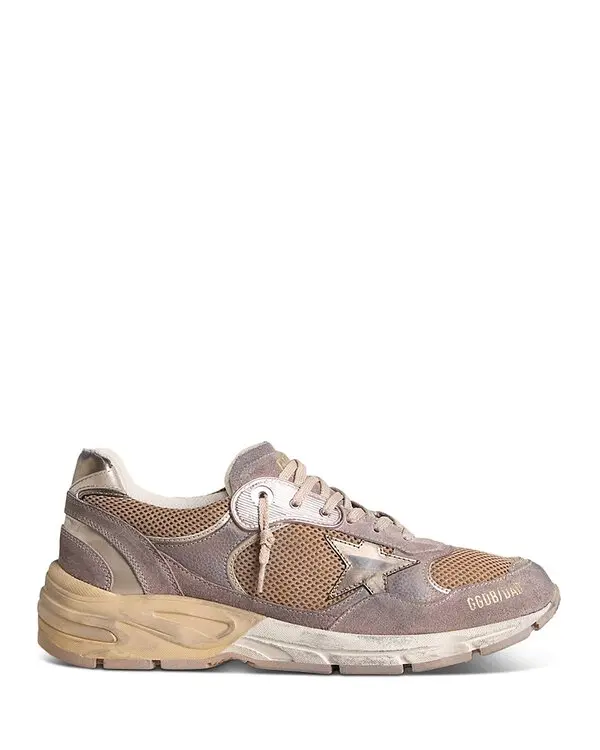 GOLDEN GOOSE Running Dad Suede Sneakers - Lilac/beige/canna Di Fucile