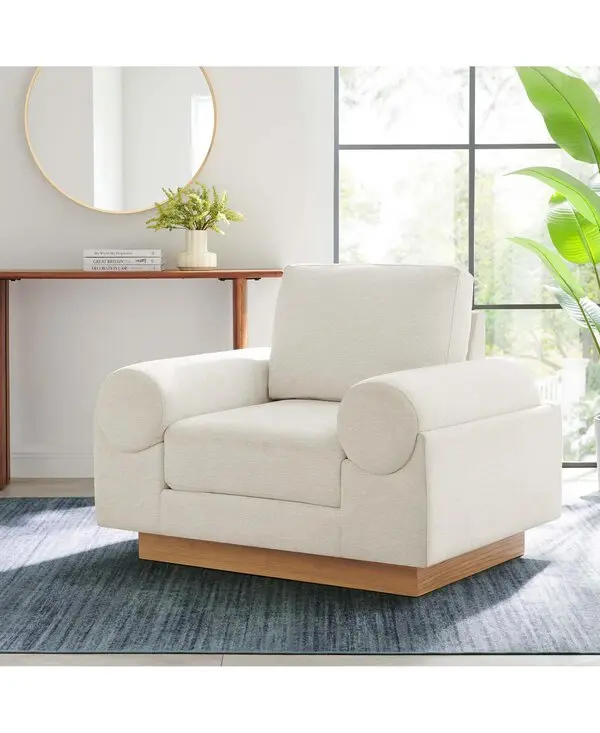 MODWAY Oasis Upholstered Fabric Armchair - Ivory