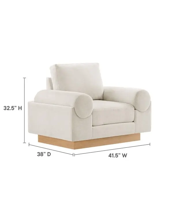 MODWAY Oasis Upholstered Fabric Armchair - Ivory