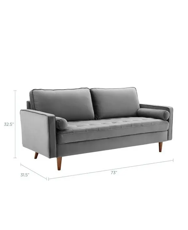 MODWAY Valour Performance Velvet Sofa - Gray