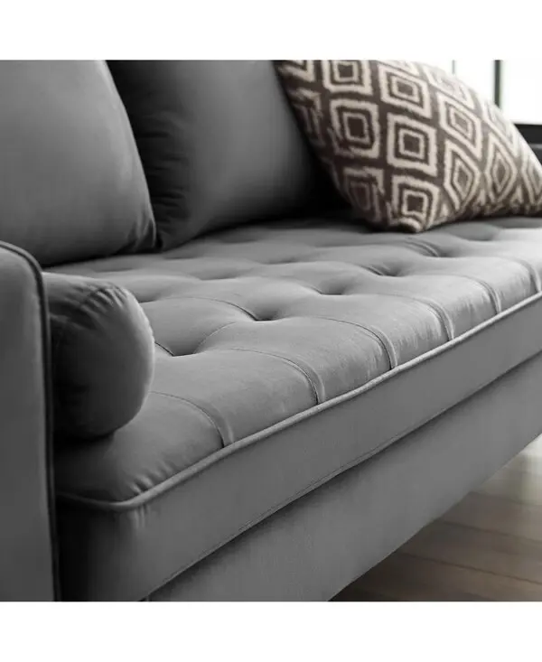 MODWAY Valour Performance Velvet Sofa - Gray