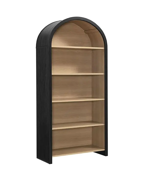 MODWAY Evie Arched Wide Bookcase Display Cabinet - Black