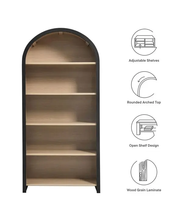 MODWAY Evie Arched Wide Bookcase Display Cabinet