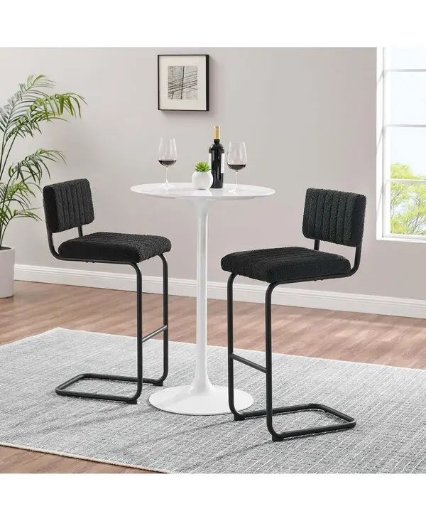 MODWAY Parity Boucle Bar Stools, Set Of 2 - Black Black