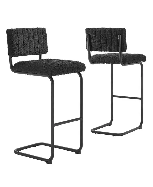 MODWAY Parity Boucle Bar Stools, Set Of 2 - Black Black