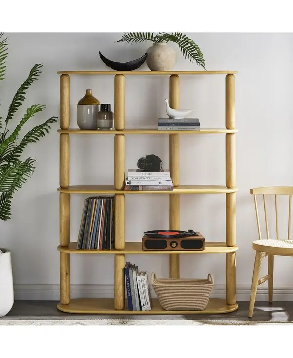 MODWAY Arcus 4-tier Oval Wood Bookshelf