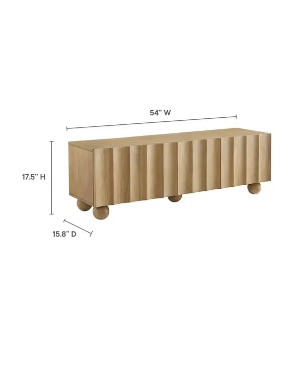 MODWAY Sorren Scalloped 54 Wood Tv Stand - Natural