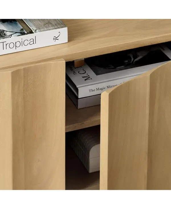 MODWAY Sorren Scalloped 54 Wood Tv Stand - Natural