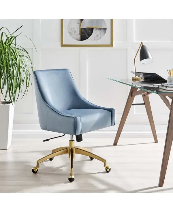 MODWAY Discern Performance Velvet Office Chair - Light Blue