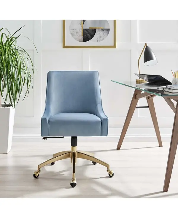 MODWAY Discern Performance Velvet Office Chair - Light Blue