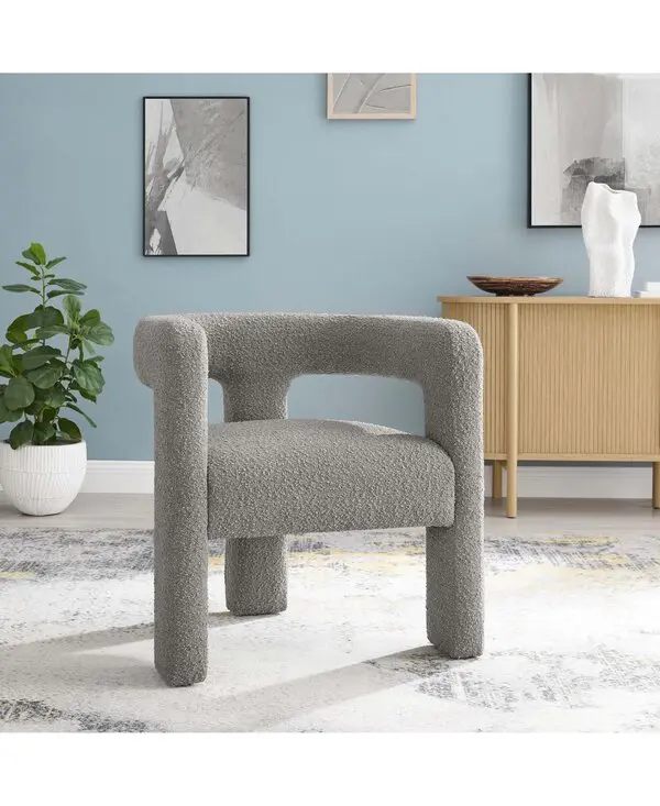 MODWAY Kayla Boucle Upholstered Armchair - Light Gray