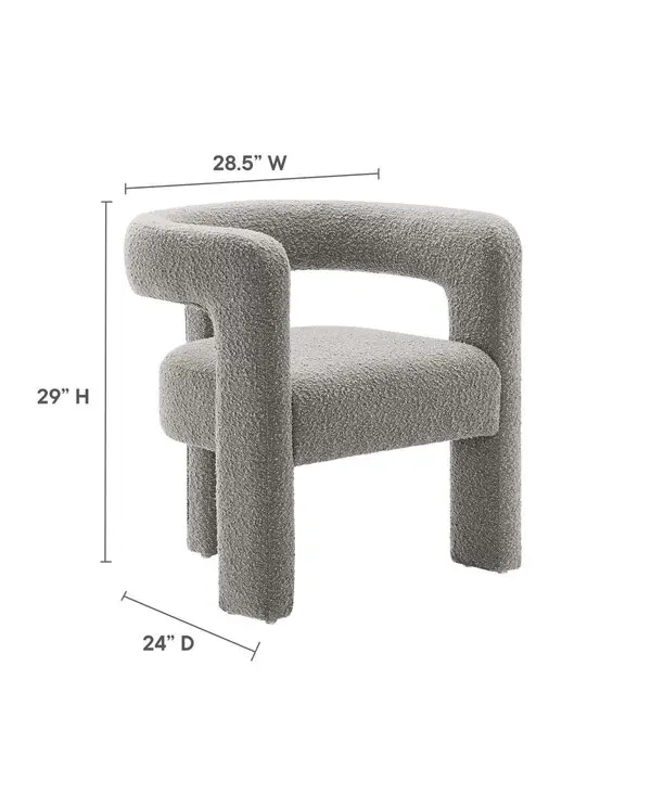 MODWAY Kayla Boucle Upholstered Armchair - Light Gray