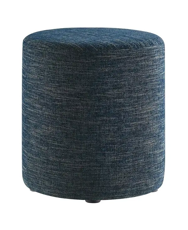 MODWAY Callum 16 Round Woven Heathered Fabric Upholstered Ottoman - Heathered Weave Azure