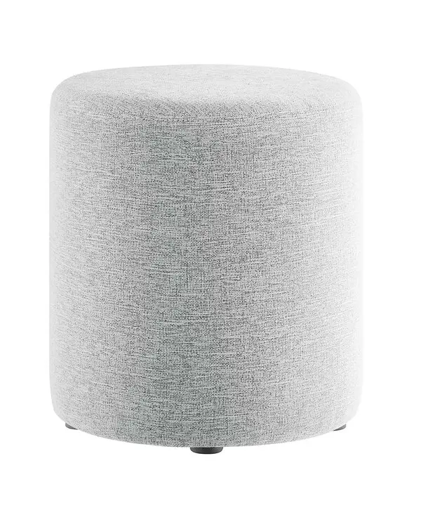 MODWAY Callum 16 Round Woven Heathered Fabric Upholstered Ottoman - Heathered Weave Light Gray