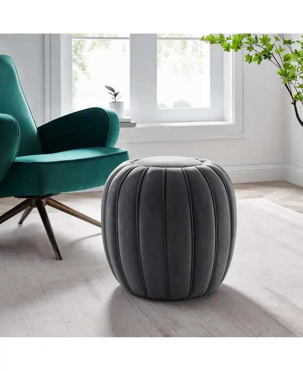 MODWAY Celebrate Channel Tufted Performance Velvet Ottoman - Gray