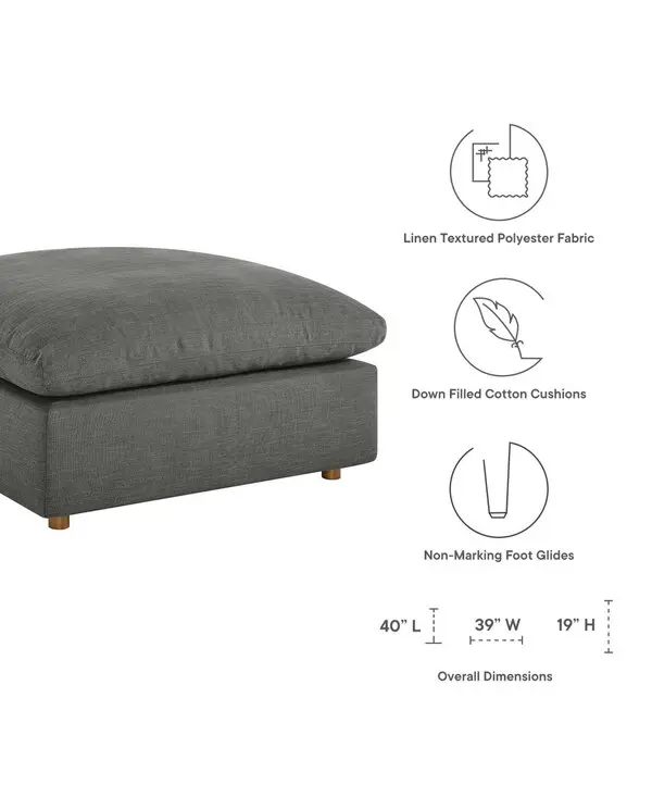 MODWAY Commix Down Filled Overstuffed Ottoman - Gray