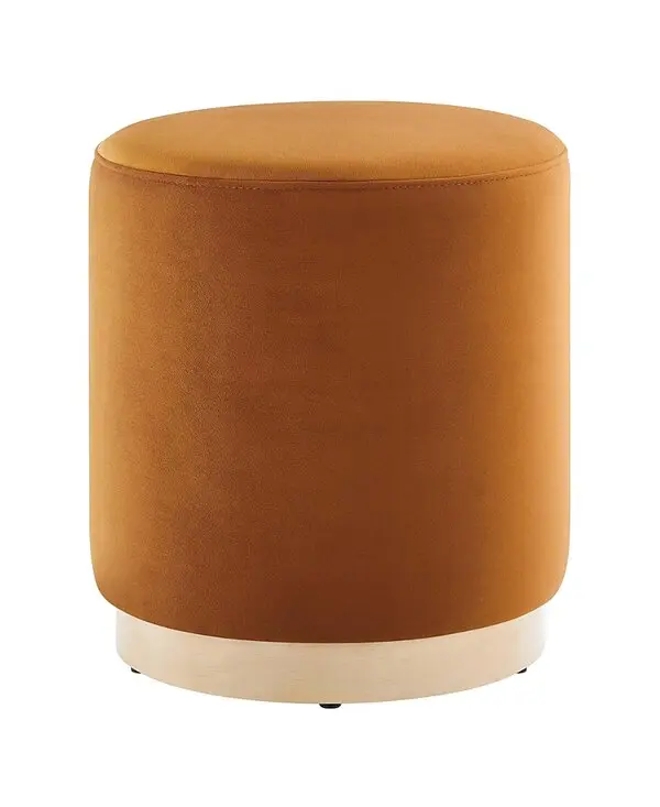 MODWAY Tilden 16 Round Performance Velvet Upholstered Ottoman - Rust Natural