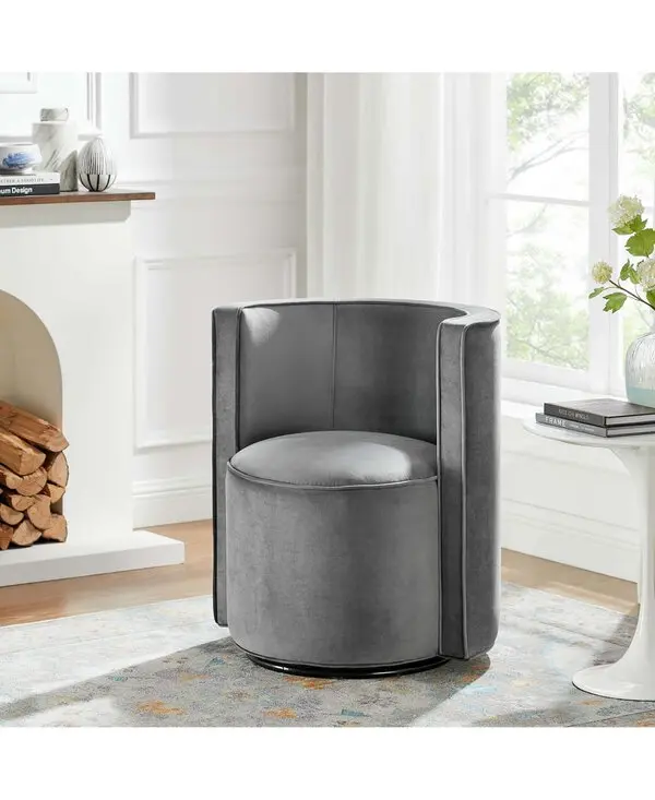 MODWAY Della Performance Velvet Fabric Swivel Chair - Gray