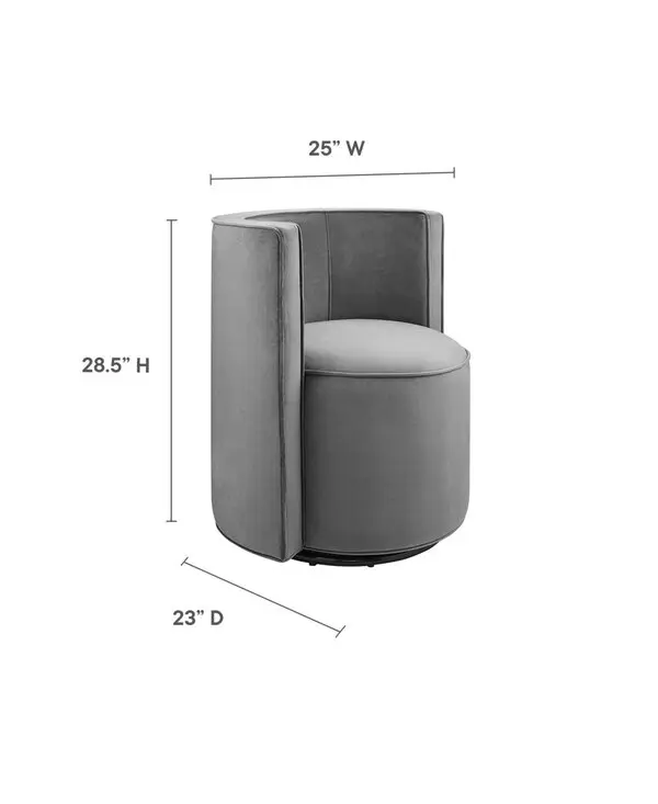 MODWAY Della Performance Velvet Fabric Swivel Chair - Gray