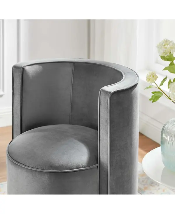MODWAY Della Performance Velvet Fabric Swivel Chair - Gray