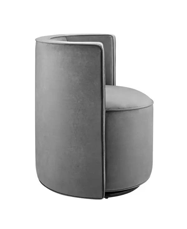 MODWAY Della Performance Velvet Fabric Swivel Chair - Gray