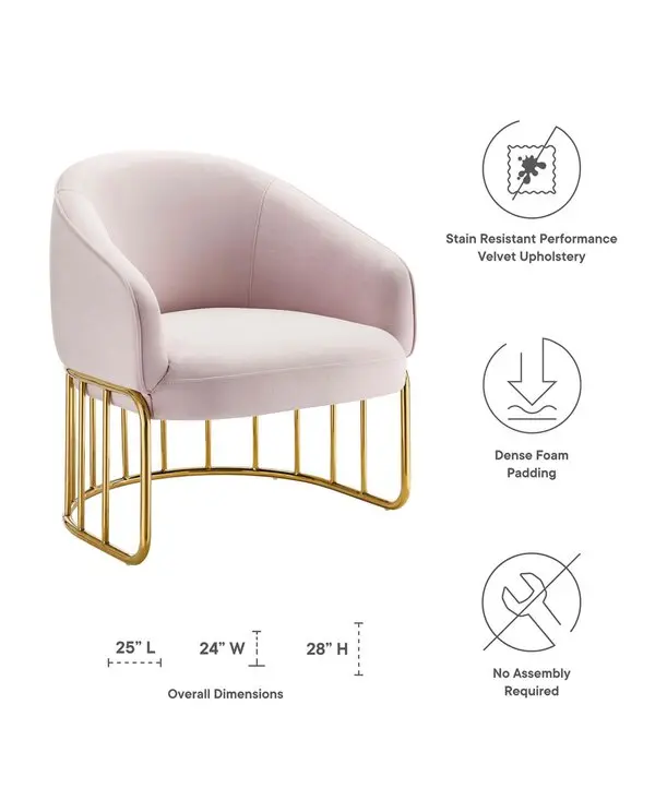 MODWAY Legacy Performance Velvet Armchair - Pink