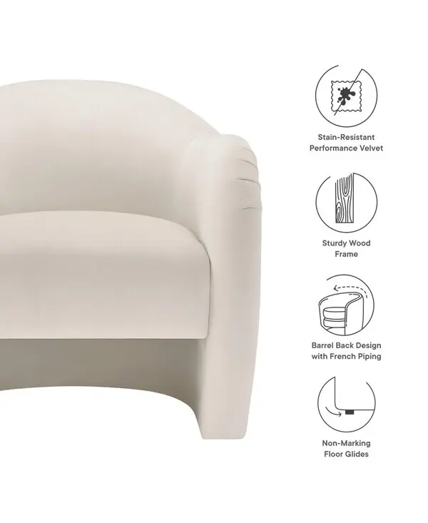 MODWAY Compose Performance Velvet Accent Chair - Alabaster