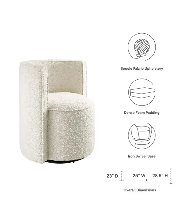 MODWAY Della Boucle Fabric Swivel Chair