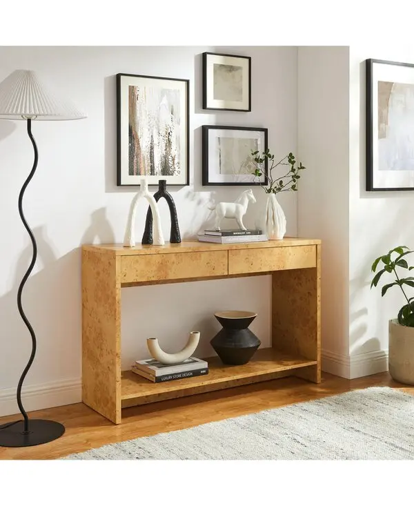 MODWAY Hudson 2-drawer Burl Wood Console Table
