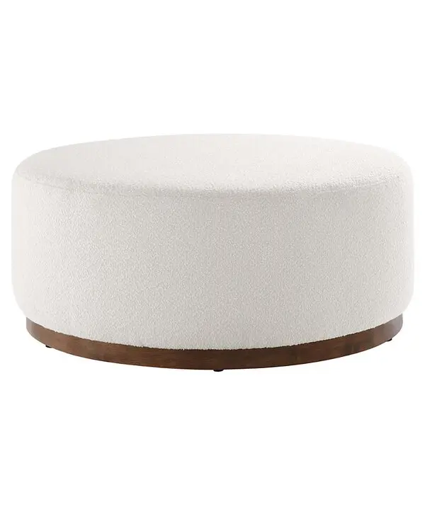 MODWAY Tilden Large 38 Round Boucle Upholstered Upholstered Ottoman