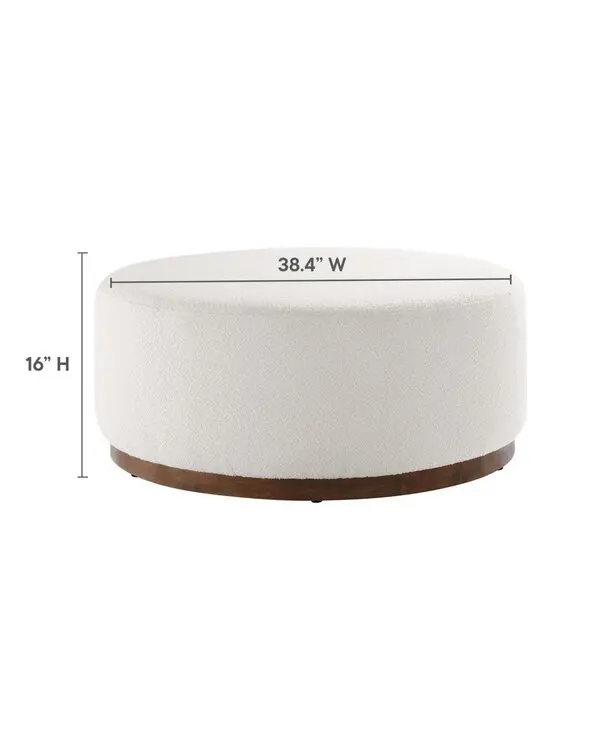 MODWAY Tilden Large 38 Round Boucle Upholstered Upholstered Ottoman