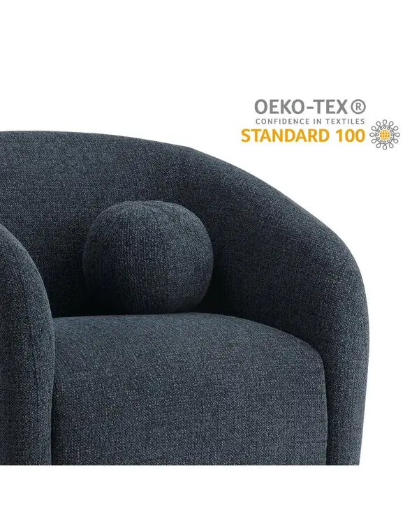 MODWAY Holland Swivel Chenille Fabric Armchair - Navy
