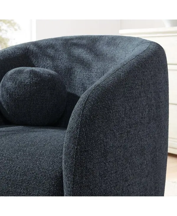 MODWAY Holland Swivel Chenille Fabric Armchair - Navy
