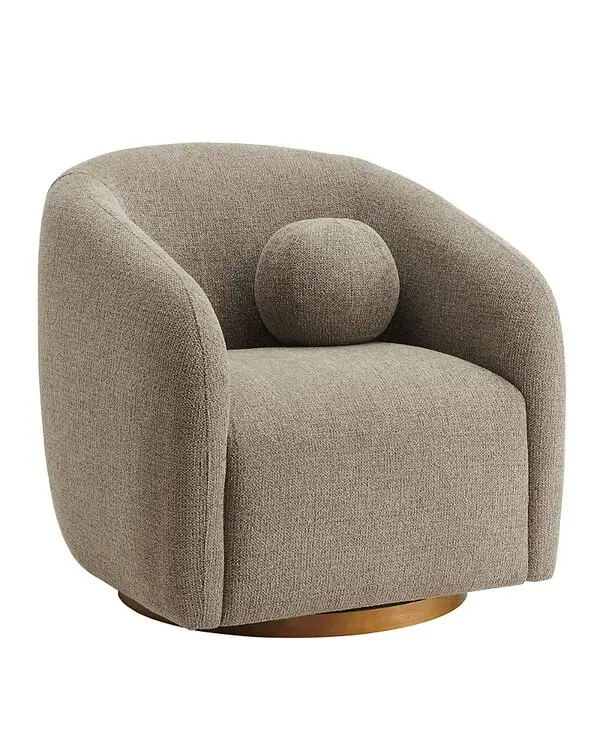 MODWAY Holland Swivel Chenille Fabric Armchair - Taupe