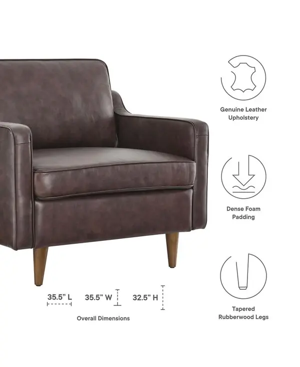 MODWAY Impart Genuine Leather Armchair - Brown
