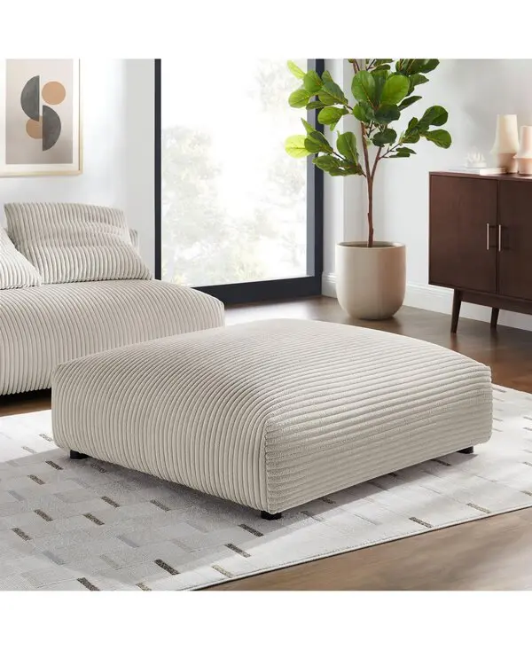 MODWAY Solace Modular Corduroy Upholstered Ottoman - Almond