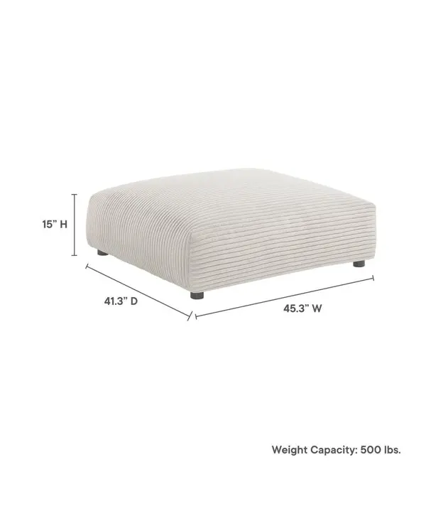 MODWAY Solace Modular Corduroy Upholstered Ottoman - Almond