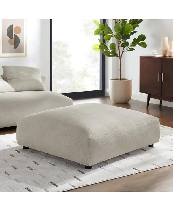 MODWAY Solace Modular Upholstered Fabric Ottoman - Linen