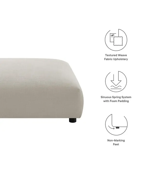 MODWAY Solace Modular Upholstered Fabric Ottoman - Linen